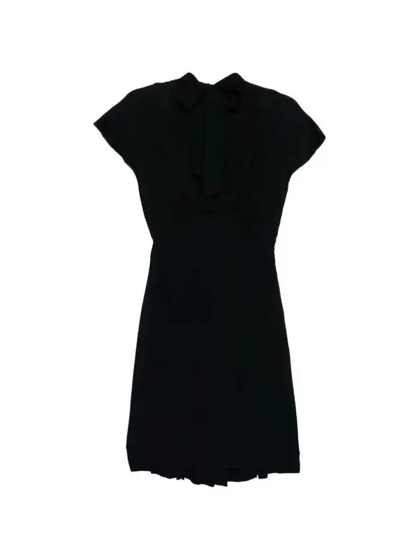 Dior Tie-neck Short-sleeve Dress - Black