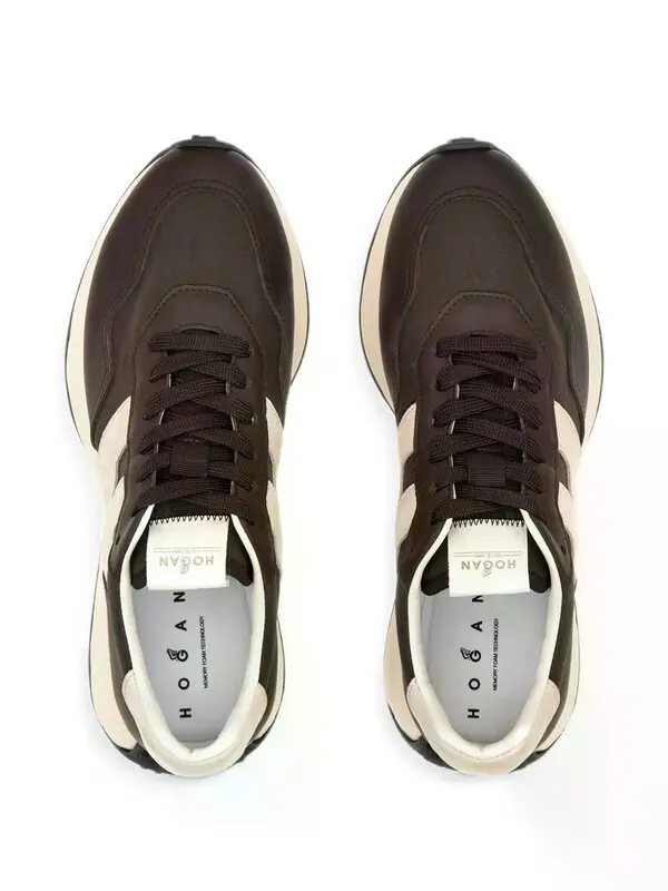 Hogan H601 Paneled Leather Sneakers - Brown