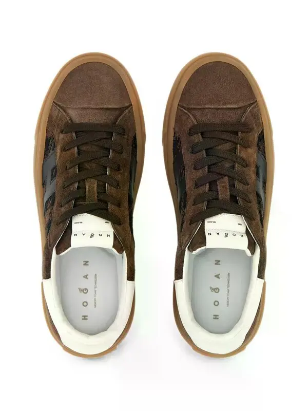 Hogan Suede And Patterned Lace-up Platform Sneakers