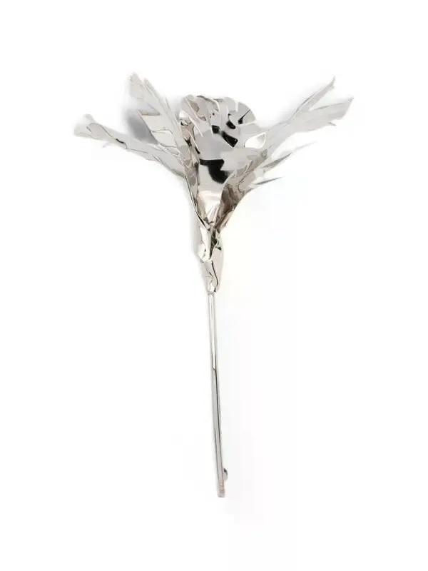 N°21 Tone Floral Motif Brooch - Silver
