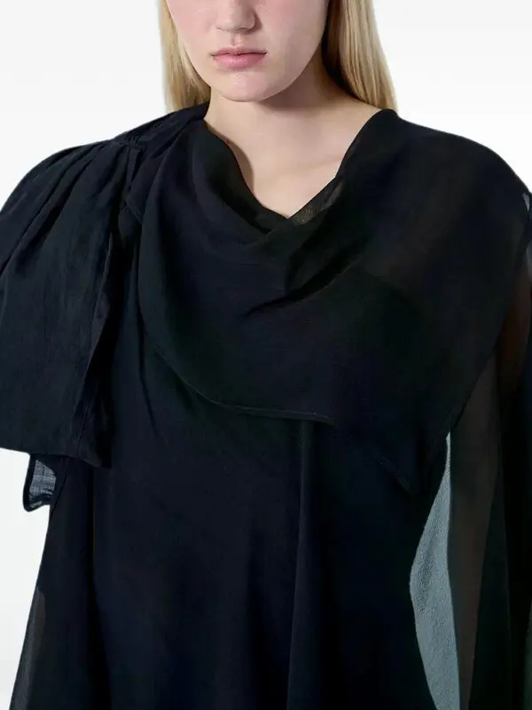 Yohji Yamamoto Asymmetric Layered-drape Midi Dress