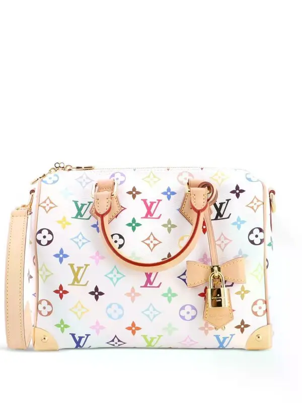 LOUIS VUITTON Monogram Multicolor Speedy Soft Bandouliere 25 Satchel - White