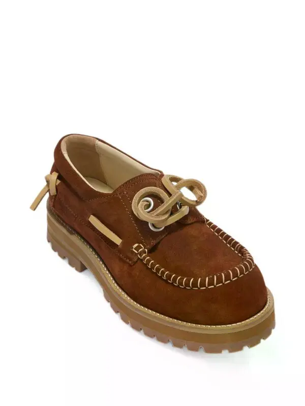 Moschino Suede Loafers With Whipstitch Trim - Brown