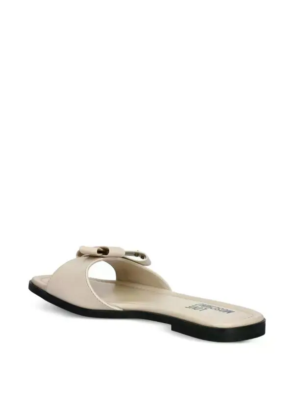 Moschino Bow Detail Heart Plaque Flat Sandals - Neutrals