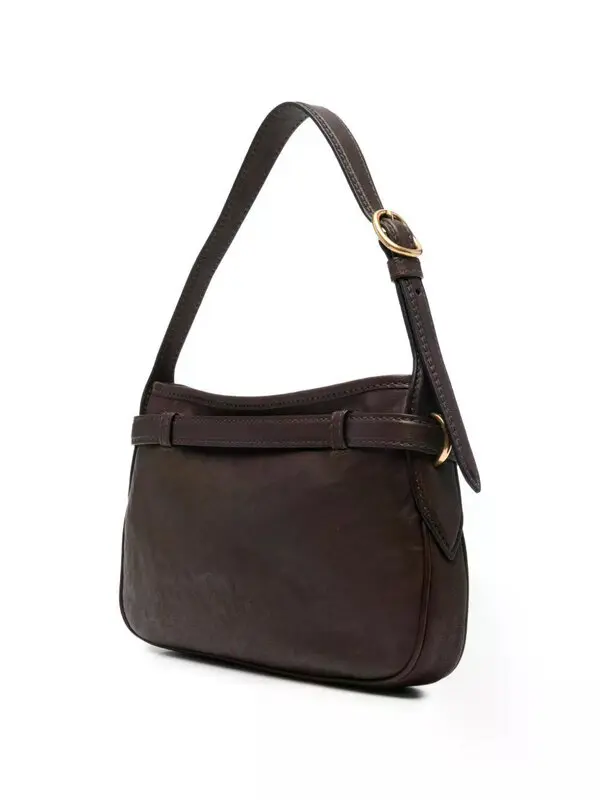 Miu Miu Logo-embossed Buckle-strap Shoulder Bag - Brown