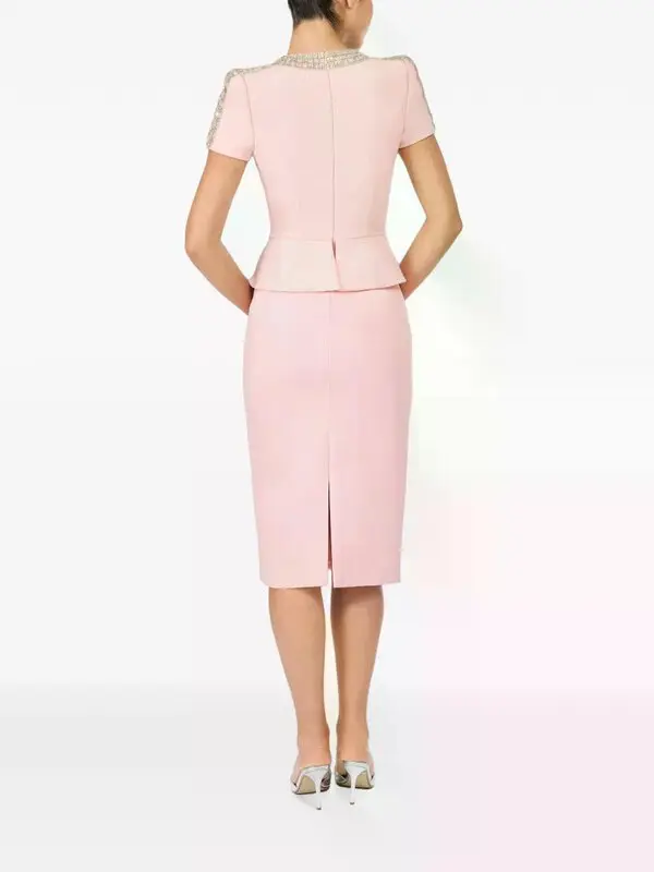 Jenny Packham Dubois Dress Sculpted Silhouette With Embellished Neckline - Pink