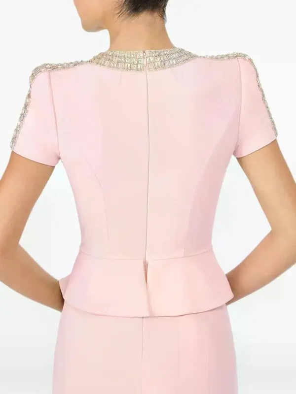 Jenny Packham Dubois Dress Sculpted Silhouette With Embellished Neckline - Pink