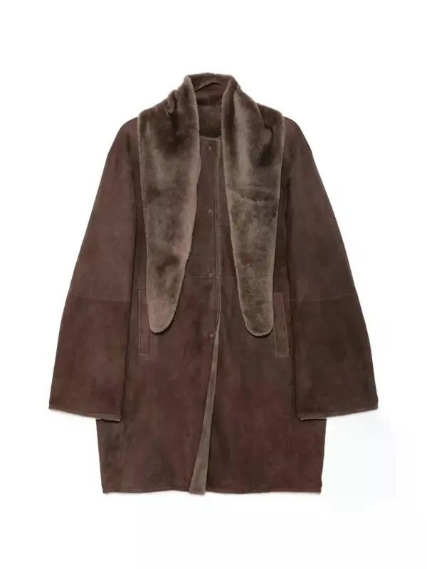 MANZONI 24 Shearling Collar Coat - Brown