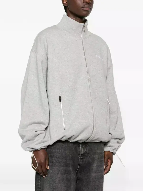Miu Miu Logo Embroidered Zip-up Sweatshirt