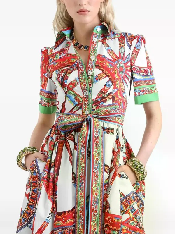 Dolce & Gabbana Carretto Print Poplin Shirt Dress - White