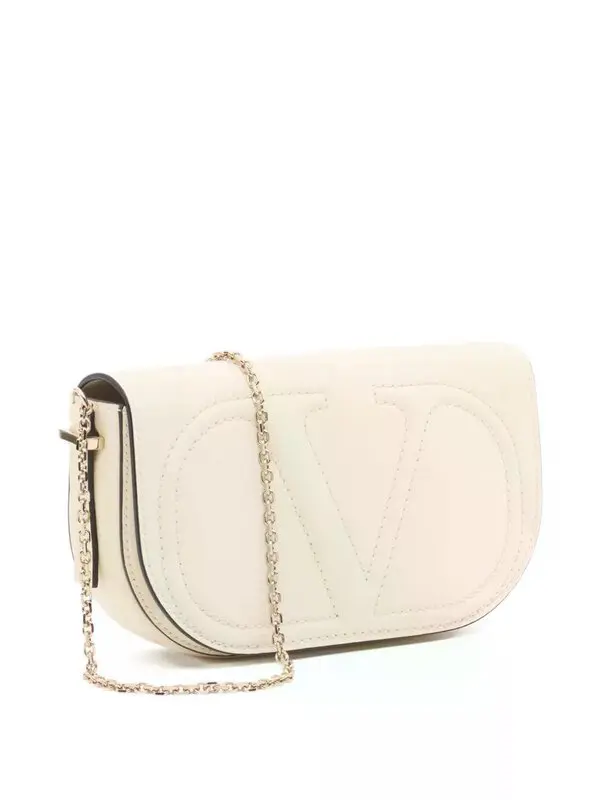 Valentino Garavani Vlogo Walk Chain Pouch In Calfskin - Neutrals