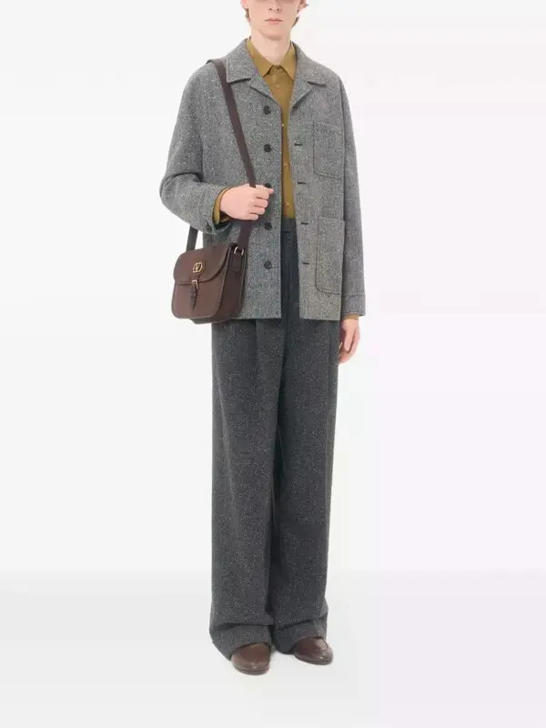 Valentino Garavani Shirt Jacket In Boutonné Wool With Vgold