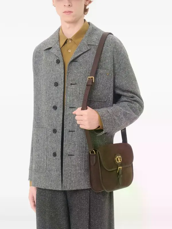Valentino Garavani Shirt Jacket In Boutonné Wool With Vgold