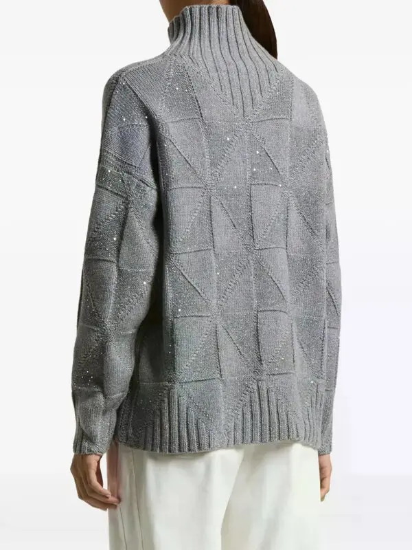 Peserico Geometric Sequin-embellished Roll Neck Sweater
