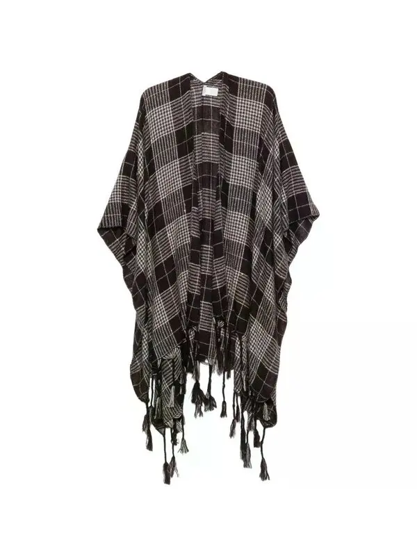 Brunello Cucinelli Check Tassel-trimmed Poncho - Brown