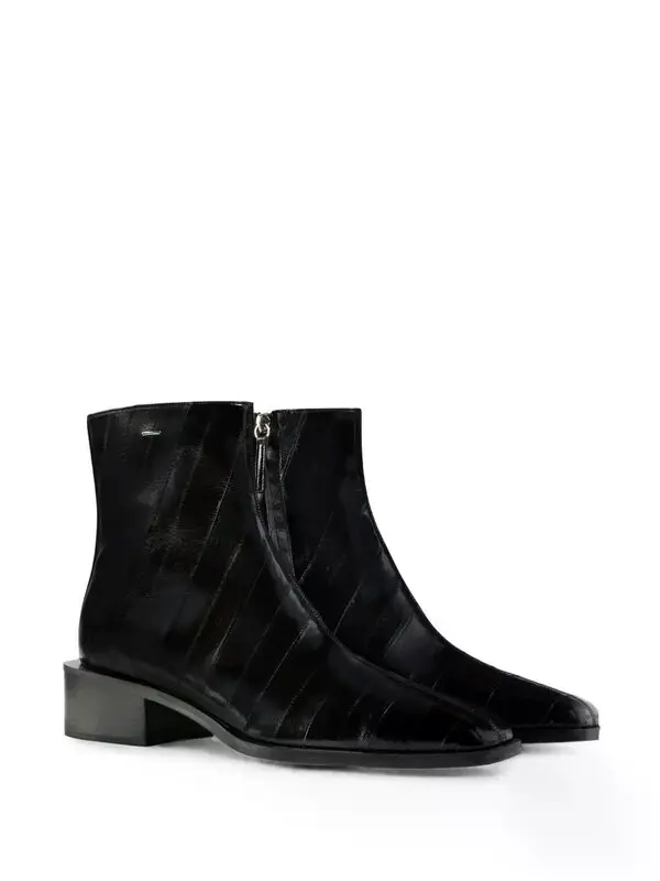 GIUSEPPE ZANOTTI Eel Leather Square Toe Ankle Boots