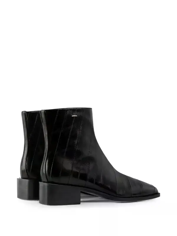 GIUSEPPE ZANOTTI Eel Leather Square Toe Ankle Boots