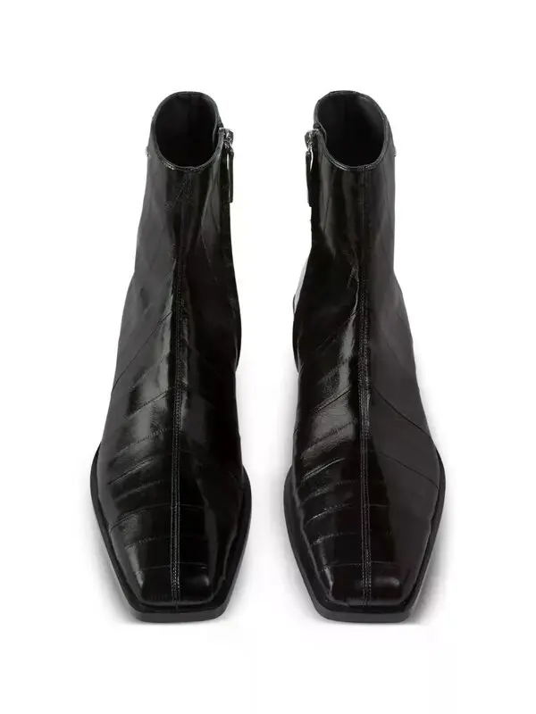 GIUSEPPE ZANOTTI Eel Leather Square Toe Ankle Boots