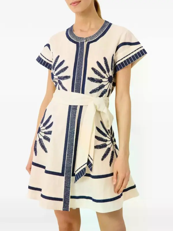 MARIE OLIVER Sable Embroidered Belted Midi Dress