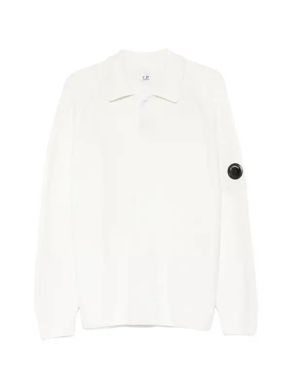 C.P. COMPANY Ribbed Knit Polo Shirt - White