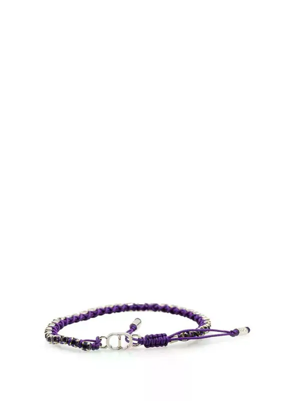 Dior Palladium Plated Crystal Technical Rope Bracelet - Silver
