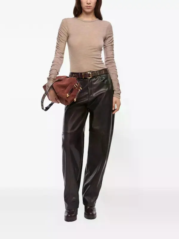 Pinko Ruched Long-sleeve Top - Neutrals