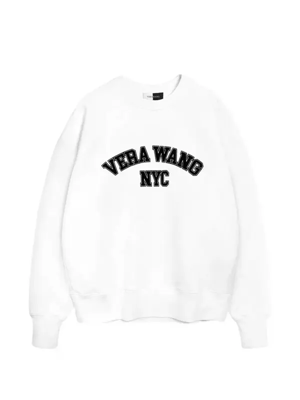 Vera Wang Oversized Cotton Crewneck Sweatshirt - White