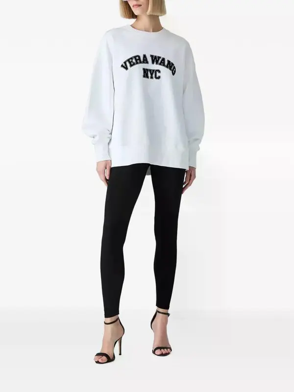 Vera Wang Oversized Cotton Crewneck Sweatshirt - White