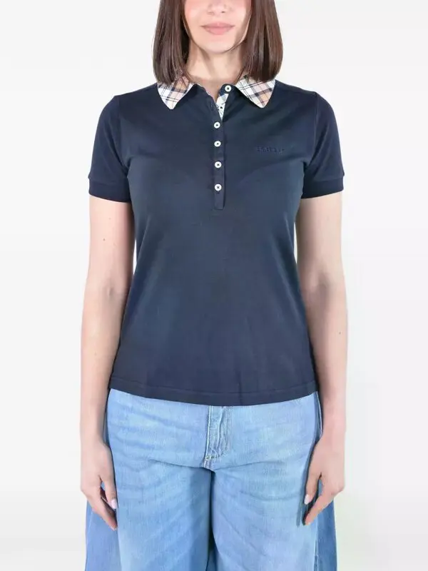 Barbour Tartan Collar Piqué Polo Shirt