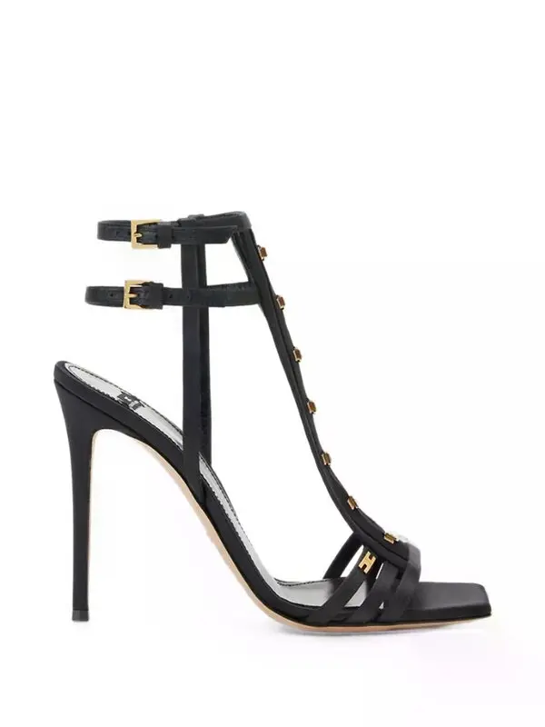 Elisabetta Franchi Tulle-insert Buckled Sandals - Black