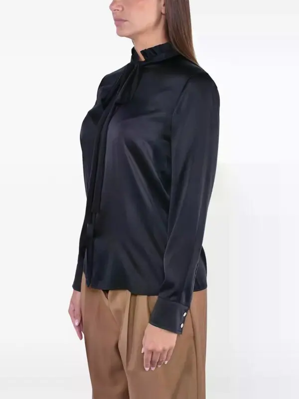 Max Mara Pussy-bow Blouse With Ruffled Collar - Black