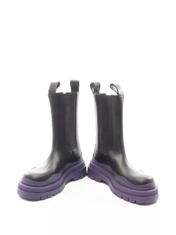 Bottega Veneta Leather Chelsea Boots With Purple Sole