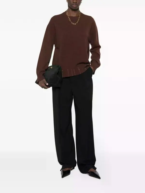 Fabiana Filippi Monili-chain Trimmed Crew Neck Sweater - Brown