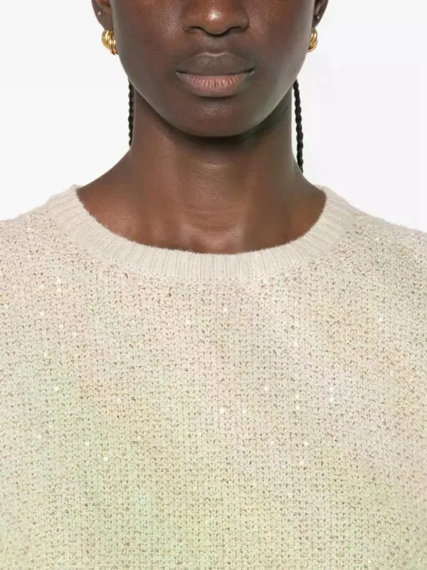 Fabiana Filippi Sequin Embellished Short Sleeve Sweater