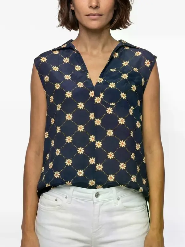 Marni Sleeveless Floral Print Shirt - Blue