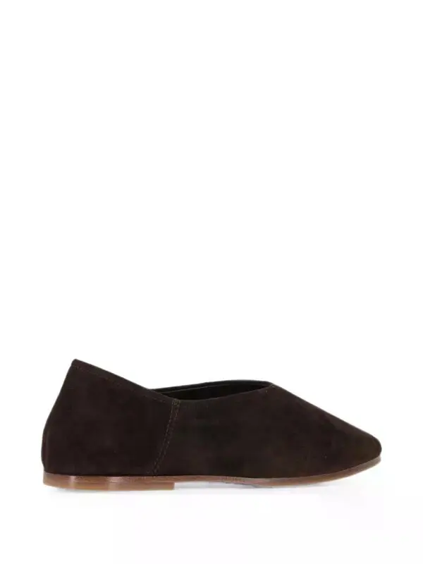 LA ROSE Pointed-toe Suede Ballet Flats - Brown