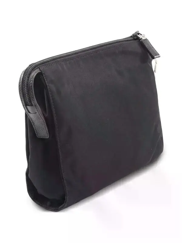 Prada Re-nylon Saffiano Leather Clutch Bag - Black