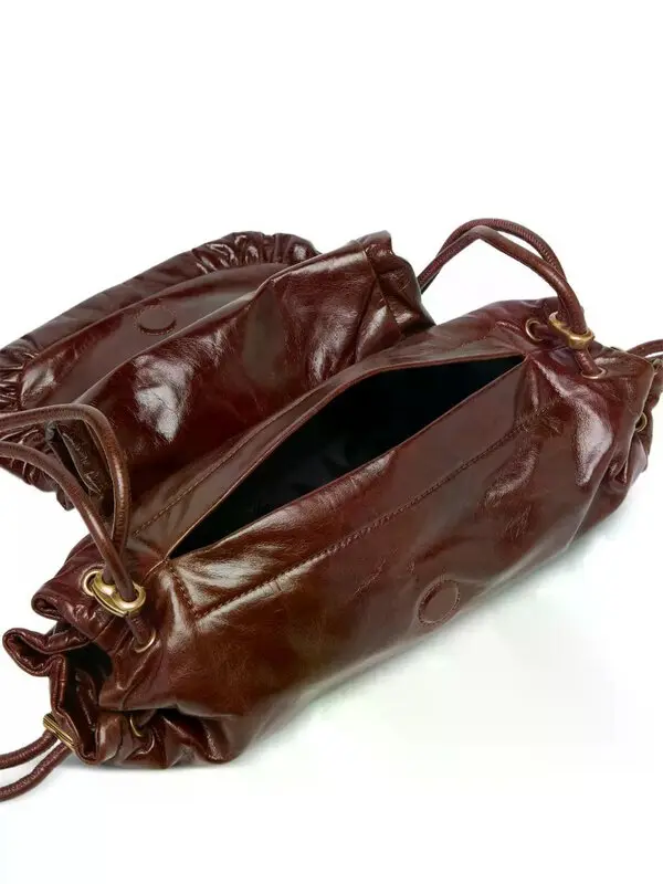 DIESEL® Scrunch-detailed Leather Shoulder Bag - Brown