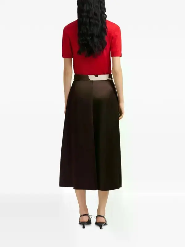 Marni Deep Satin Midi Skirt With Contrast Stitching