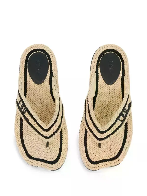Chloé Rope-detail Logo-embroidered Sandals - Neutrals