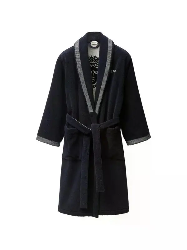 Versace Cotton Terry Jacquard Bathrobe - Blue