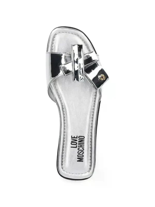 Moschino Metallic Bow Detail Slides
