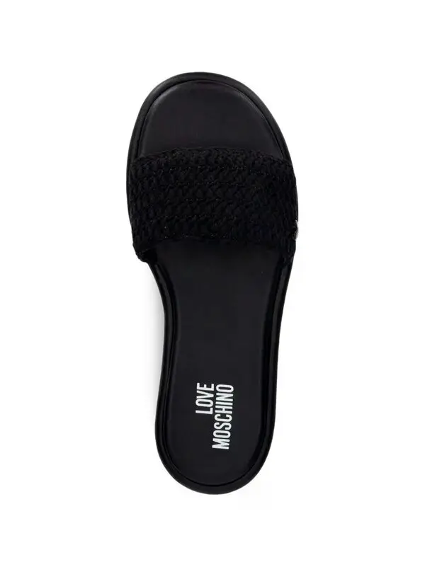 Moschino Woven Heart Plaque Slides