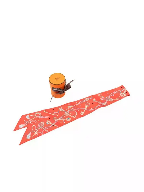 Hermès 2000-2026 Les Cles A Pois Silk Twilly Scarf Scarves - Multicolour