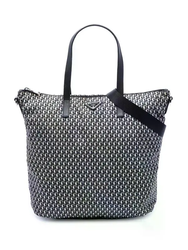 Prada Printed Tessuto Satchel - Black