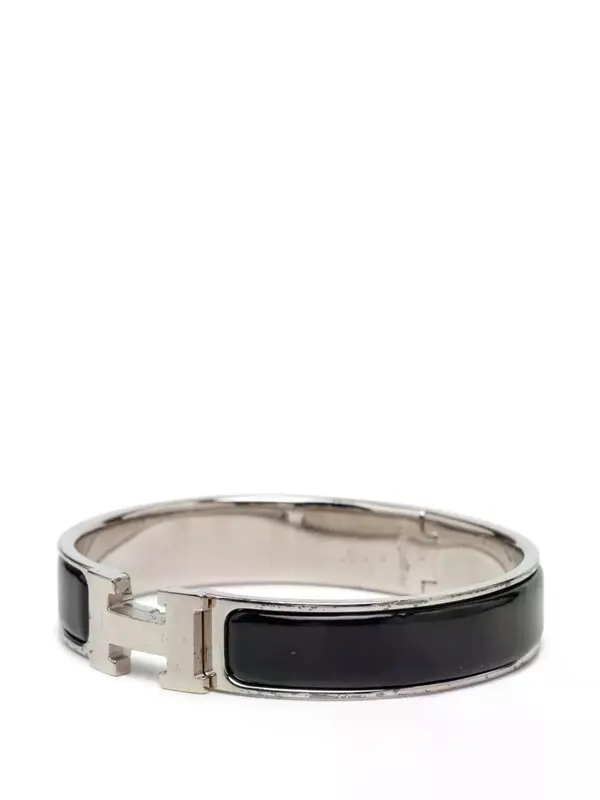Hermès Enamel And Palladium Plated Metal Clic H Bracelet Pm - Black