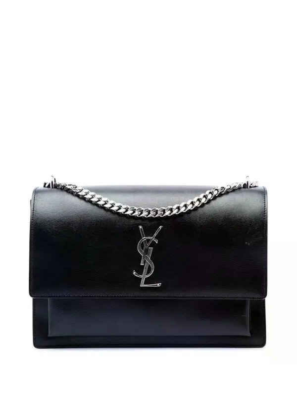 Saint Laurent Monogram Sunset Crossbody Bag In Calfskin - Black