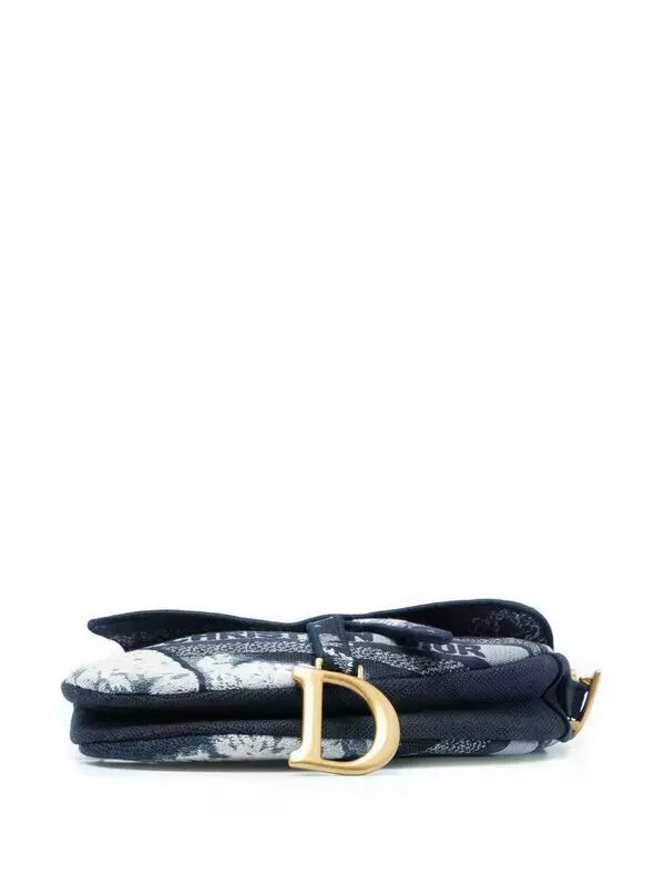 Dior Canvas Embroidered Tie Dye Saddle Bag Shoulder Bag