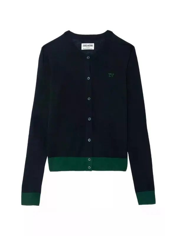 Zadig&Voltaire Missya Logo-embroidered Cashmere Cardigan - Blue
