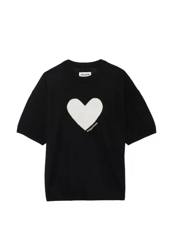 Zadig&Voltaire Heart-intarsia Cashmere T-shirt - Black